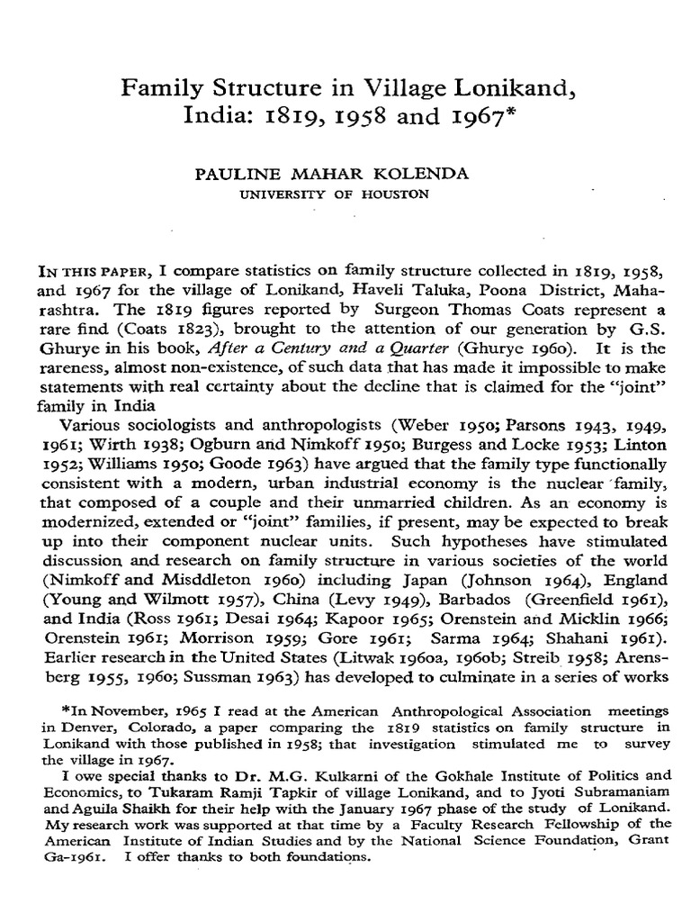 Family 1967 : Village Lonikand, 1819, 1958 | PDF | Sampling (Statistics ...