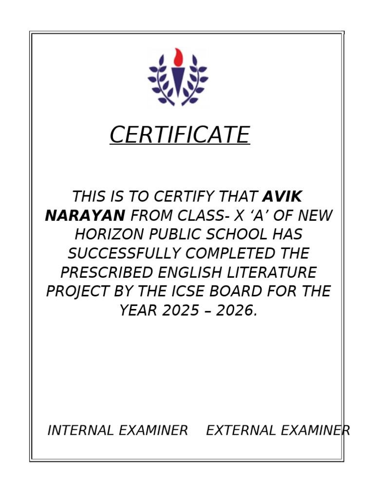 English Project Certificate | PDF