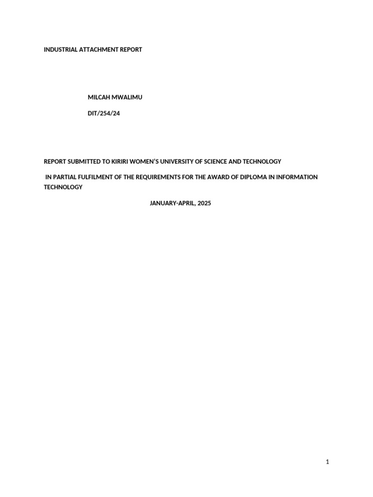 Industrial Attachment Report | PDF | Governance