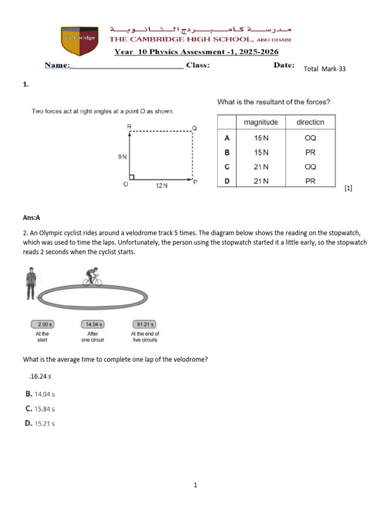 Physics Worksheet 3 Set1 Ak.docx | PDF | Pendulum | Physics