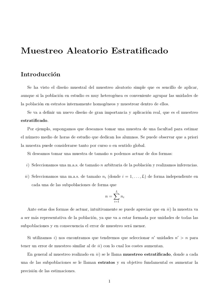 Muestreo Aleatorio Estratificado | PDF | Muestreo (Estadísticas ...