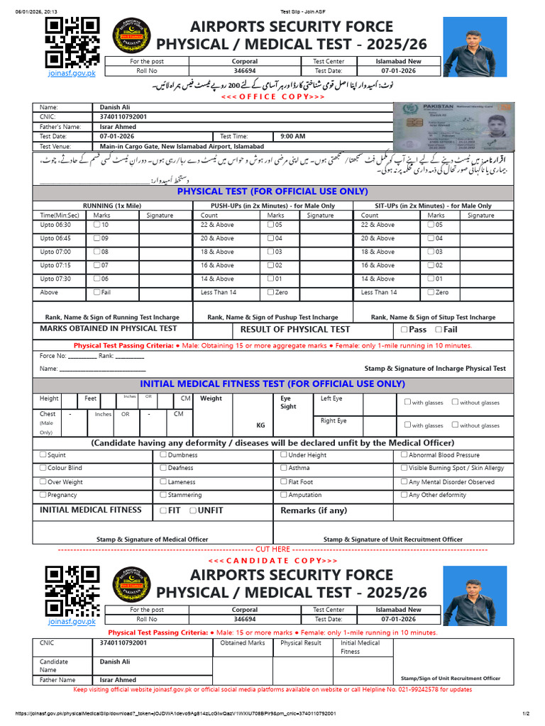 Test Slip - Join ASF | PDF | Medical Specialties | Diseases And Disorders
