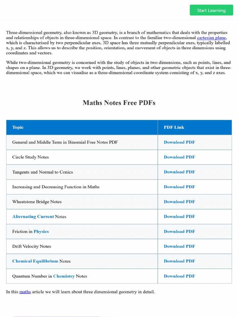 3D Geometry_ Planes, Lines & AnglesFormulas – Class 12 Maths | PDF