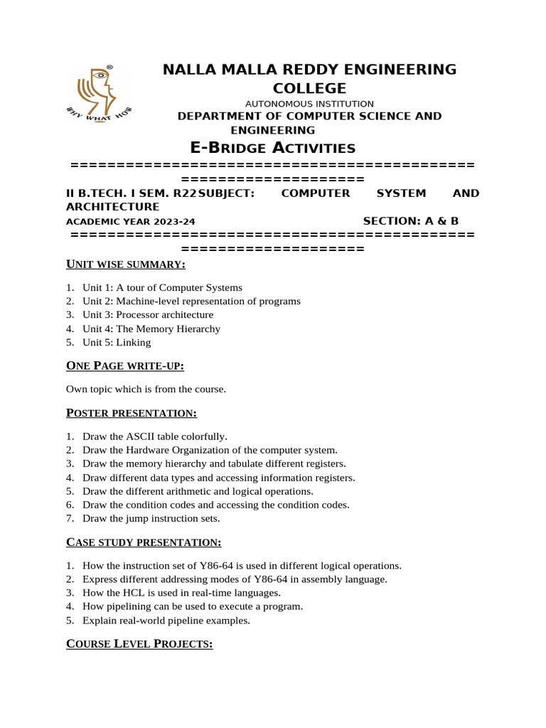 CSA E-Bridge Activities 2024-25 | PDF | Central Processing Unit | Cpu Cache