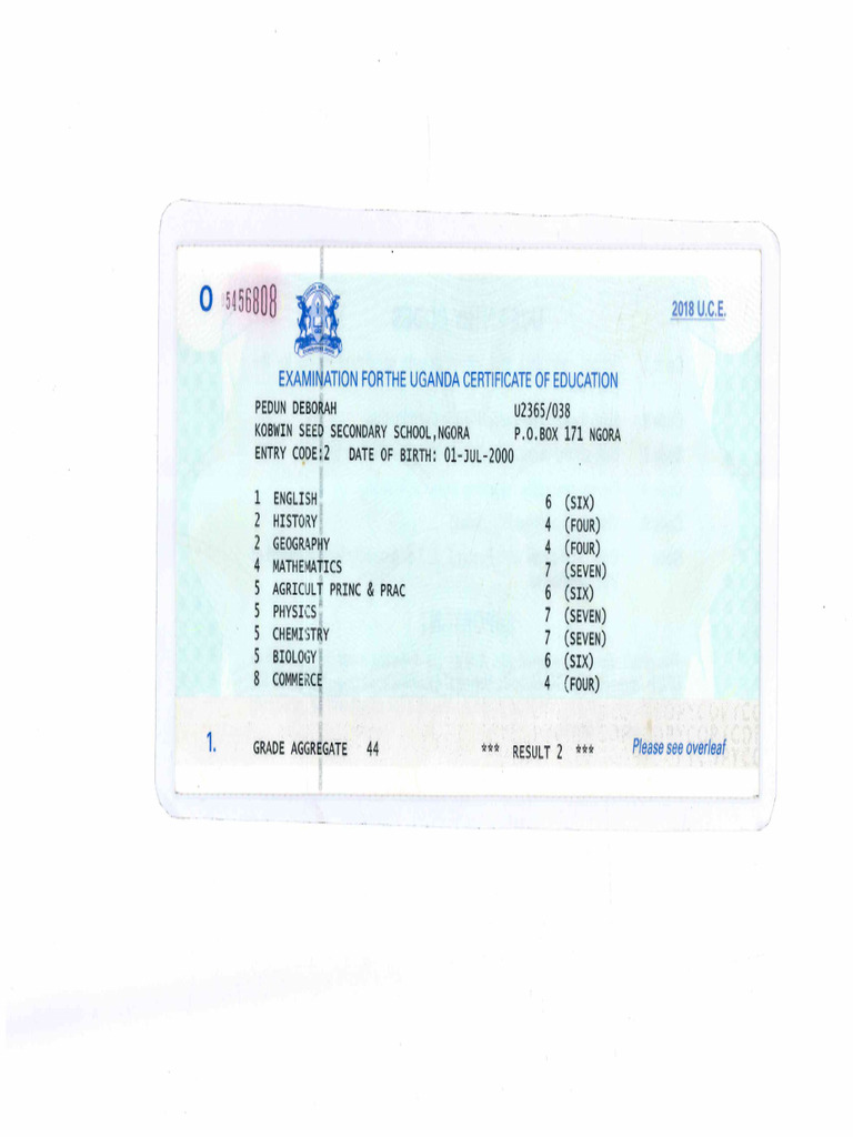 Uce Resultslip | PDF