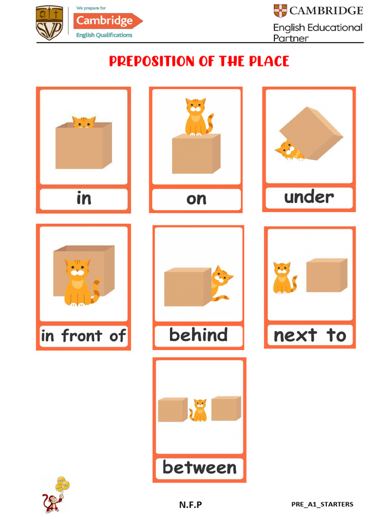 Pre-A1 Starters Pictionary Preposition of The Place | PDF