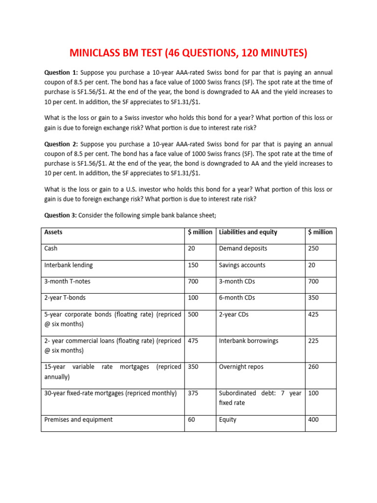 BM Test (1) | PDF | Bonds (Finance) | Interest