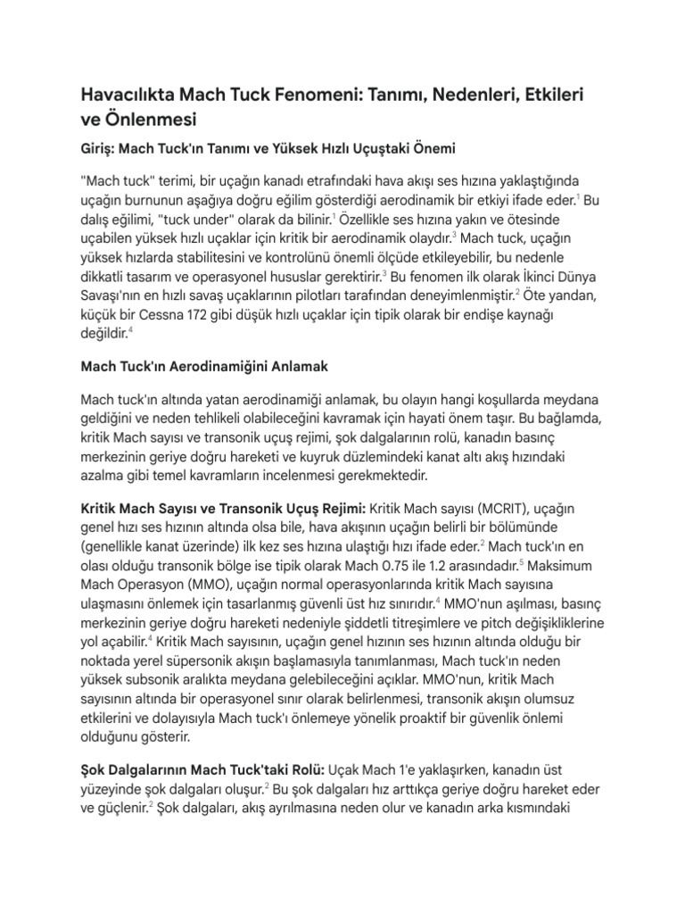 Havacılıkta Mach Tuck Araştırması | PDF