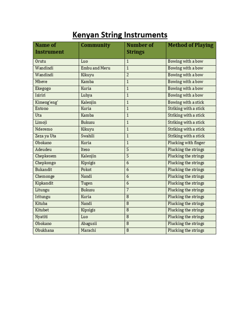 Kenyan String Instruments | PDF
