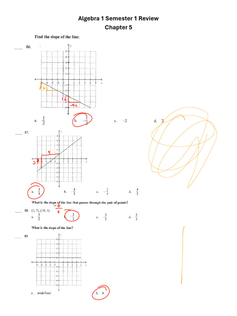 Algebra 1 Semester 1 Review Chapter 5 2 | PDF
