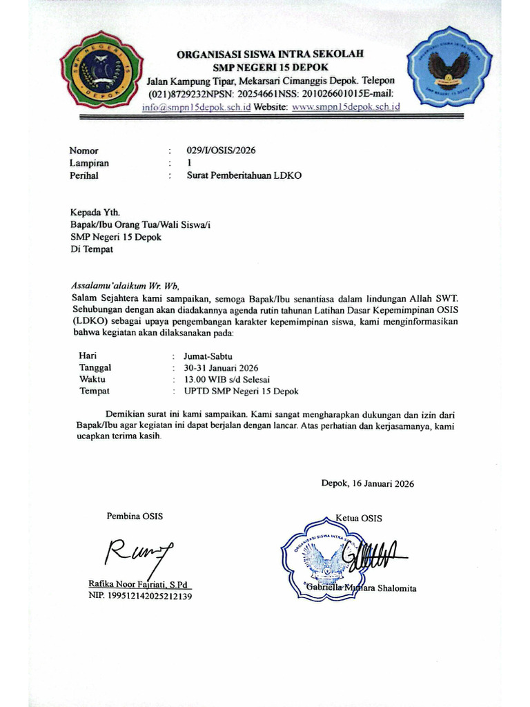 Surat Pemberitahuan LDKO | PDF