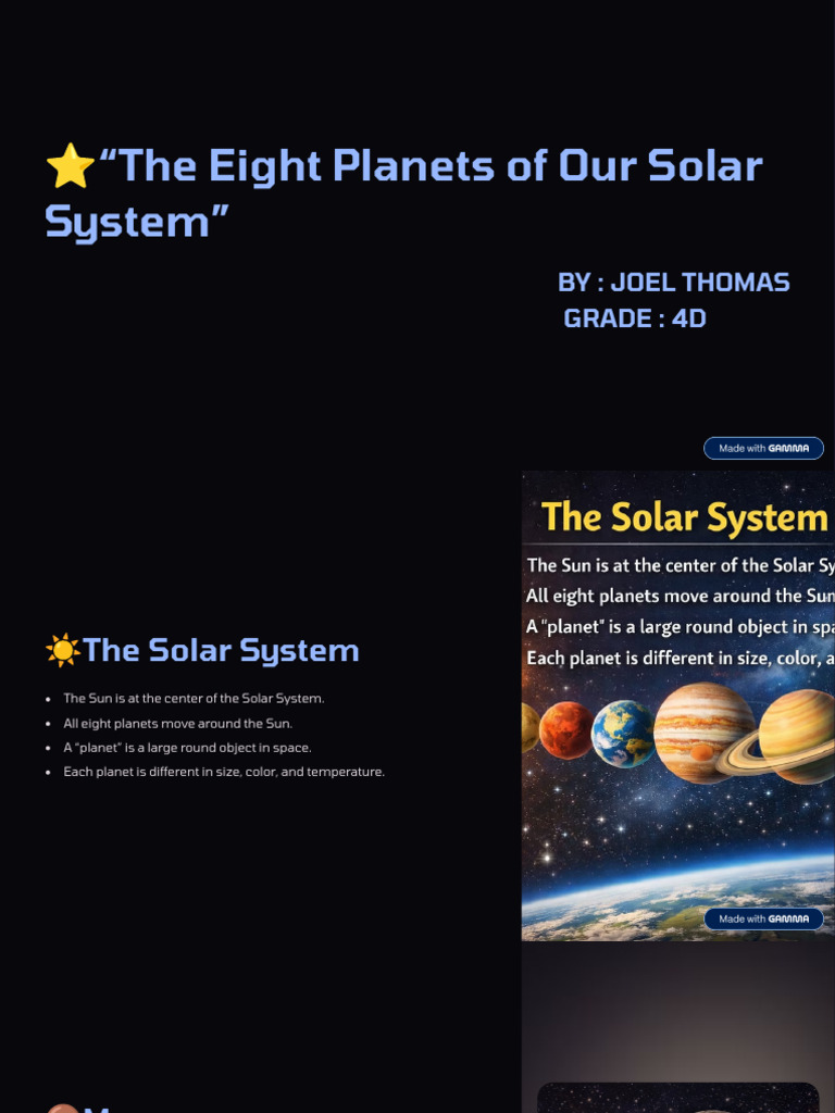 The Eight Planets of Our Solar System | PDF