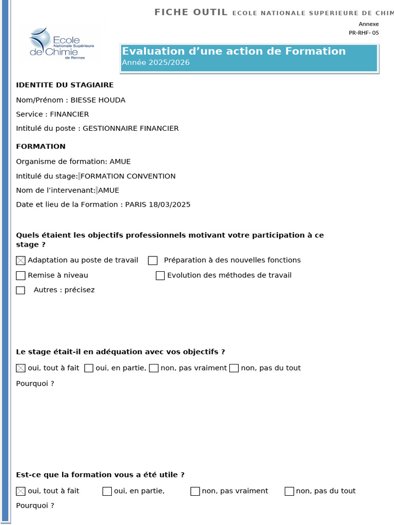 Fiche Outil Evaluation Formation | PDF