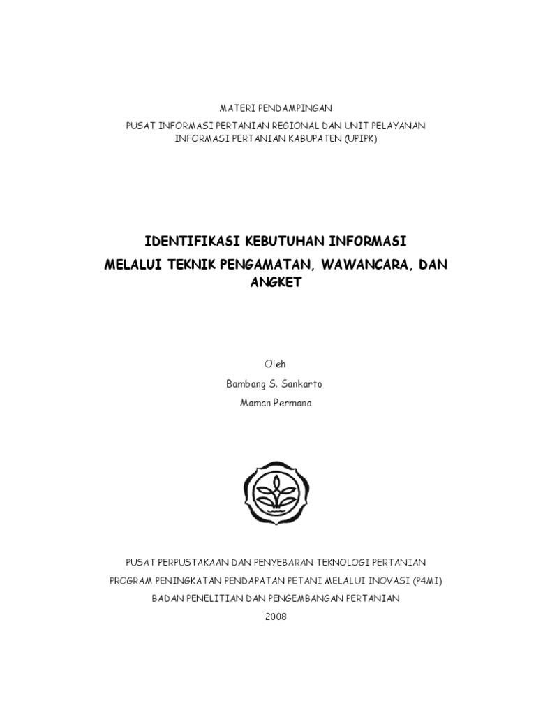 Informasi IDENTIFIKASI KEBUTUHAN INFORMASI MELALUI TEKNIK PENGAMATAN ...