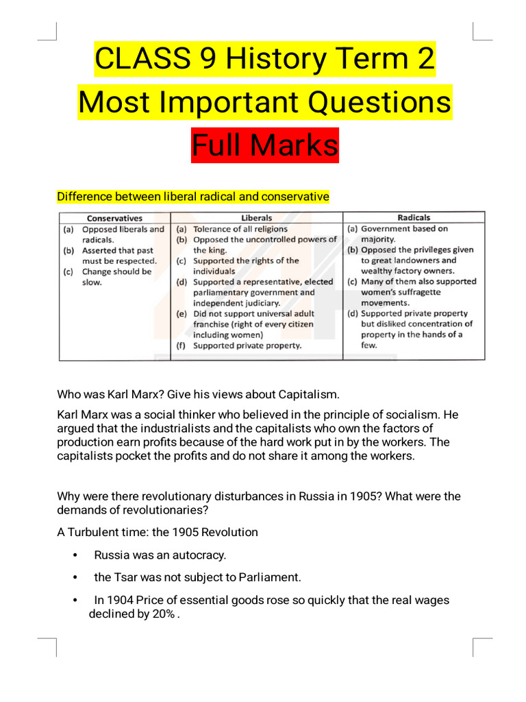 History Most Imp Question For Class 9 Exams | PDF | Joseph Stalin ...