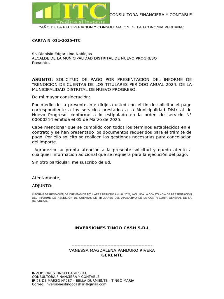 Carta Presentacion de Plan de Trabajo | PDF | Contabilidad | Gobierno