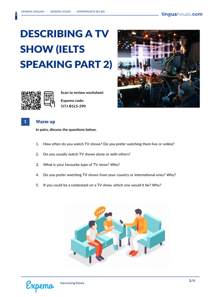 Describing A TV Show Ielts Speaking Part 2 British English Student B1 ...
