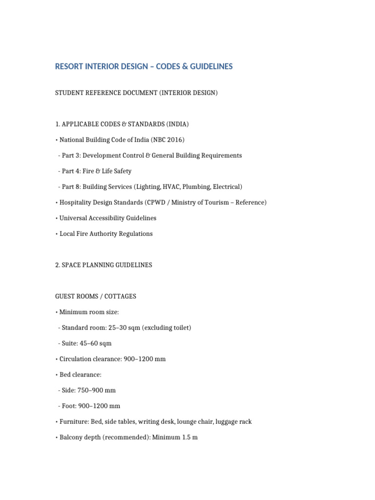 Resort InteriorDesign Codes and Guidelines | PDF | Lighting | Door