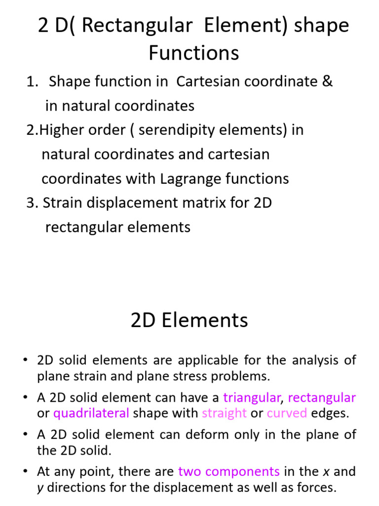 2 D( Rectangular) Shape Functions | PDF | Cartesian Coordinate System ...