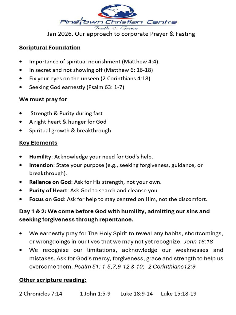 Jan 2026 Prayer & Fasting - Day 1 & 2 | PDF
