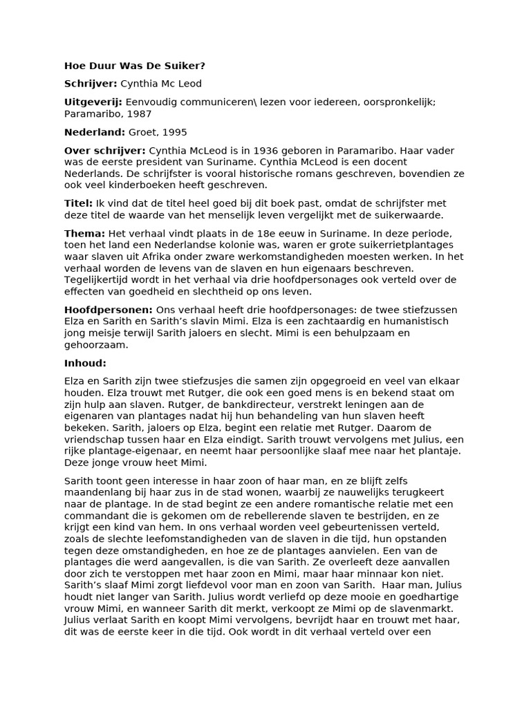 Hoe Duur Was de Suiker | PDF