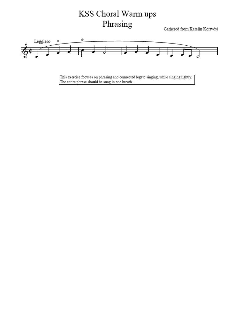 KSS Choral Warm Ups Phrasing | PDF