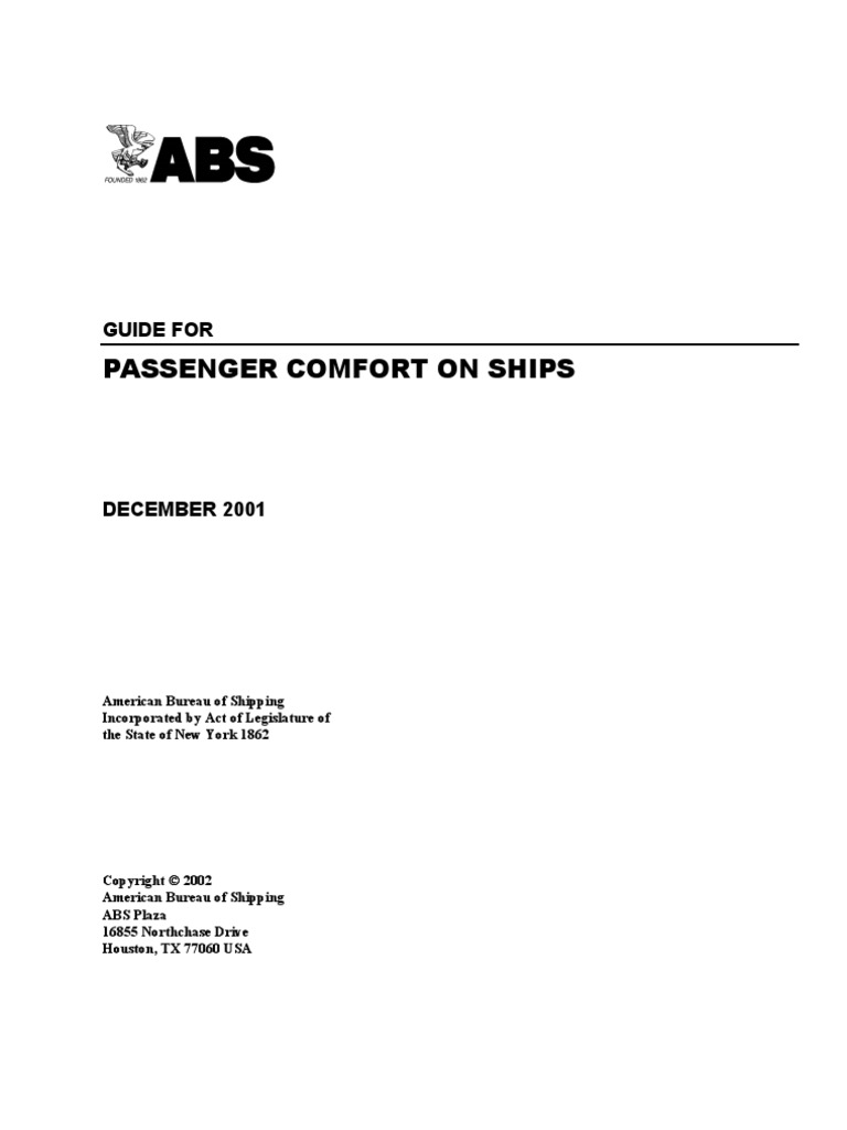 Abs Guide For Passenger Comfort On Ships | PDF | Surveying | Noise