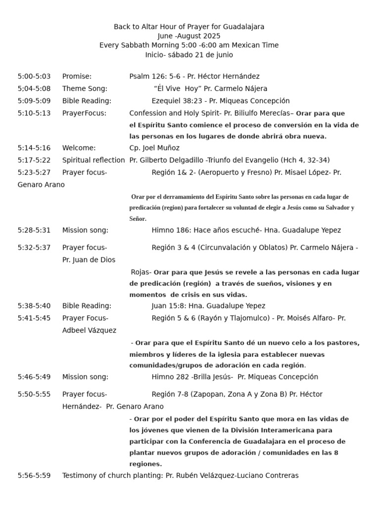 23 Back to Altar Hour of Prayer for Guadalajara 21 Junio | PDF ...