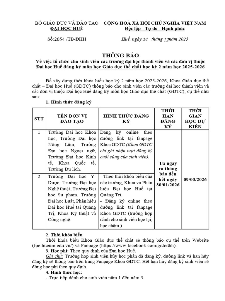 Thong Bao Dang Ky Gdtc Hk2 Nh 2025 202611 2 | PDF