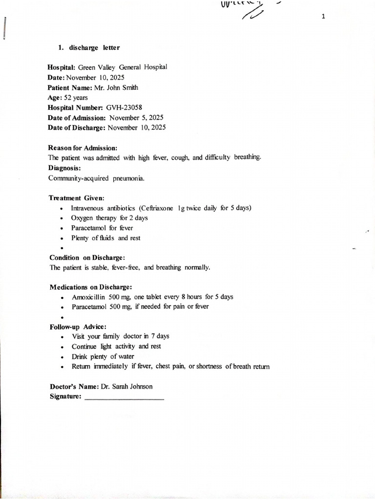 Discharge Letter | PDF