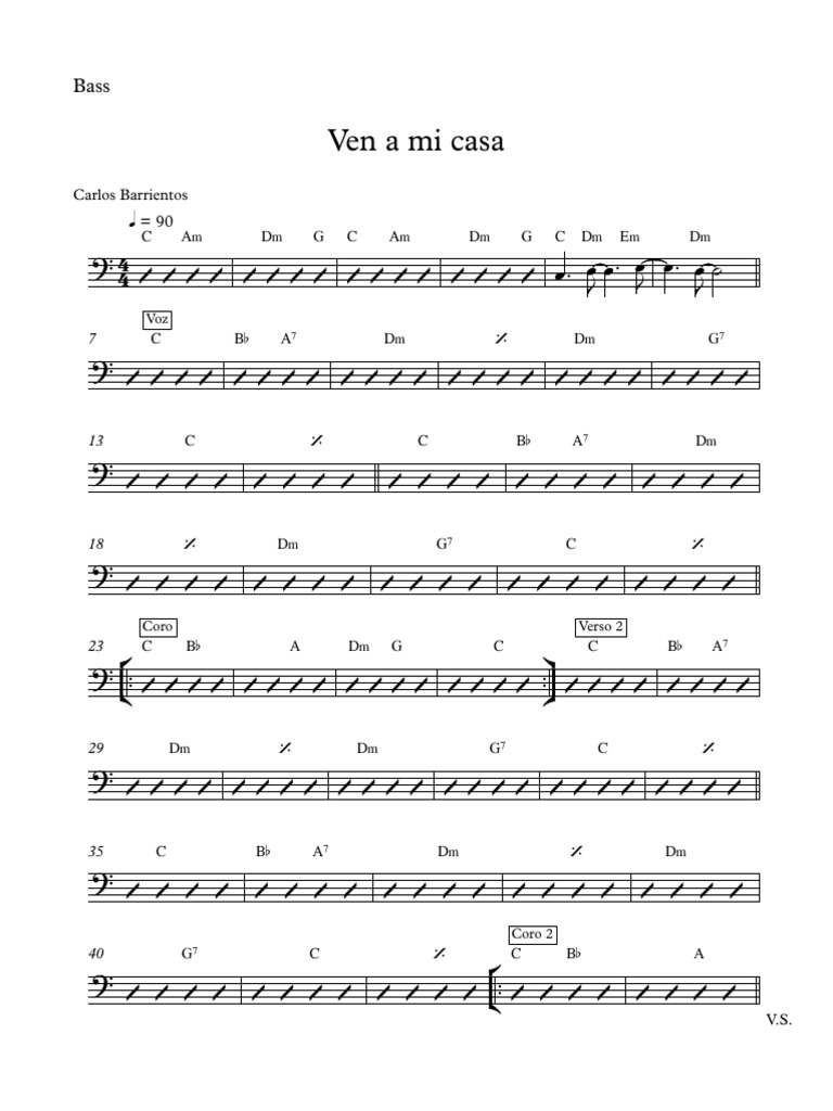 Ven A Mi Casa - Bass | PDF