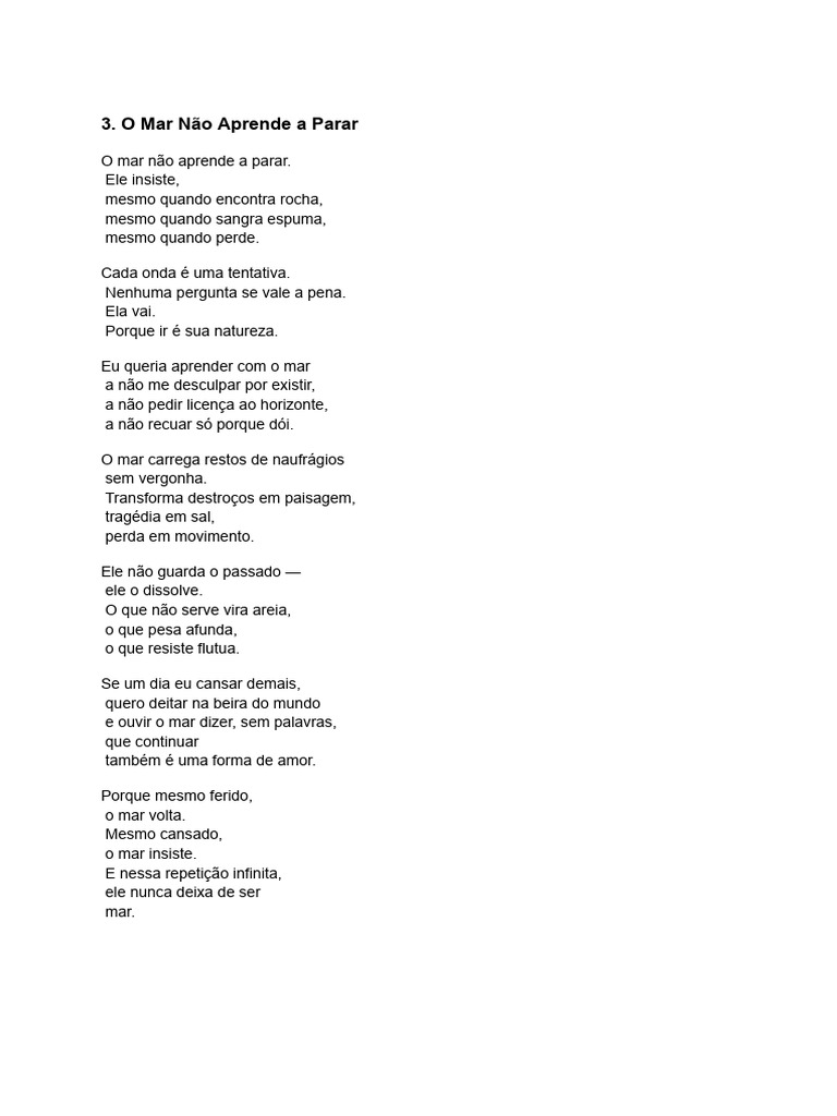 3. O Mar Não Aprende a Parar | PDF