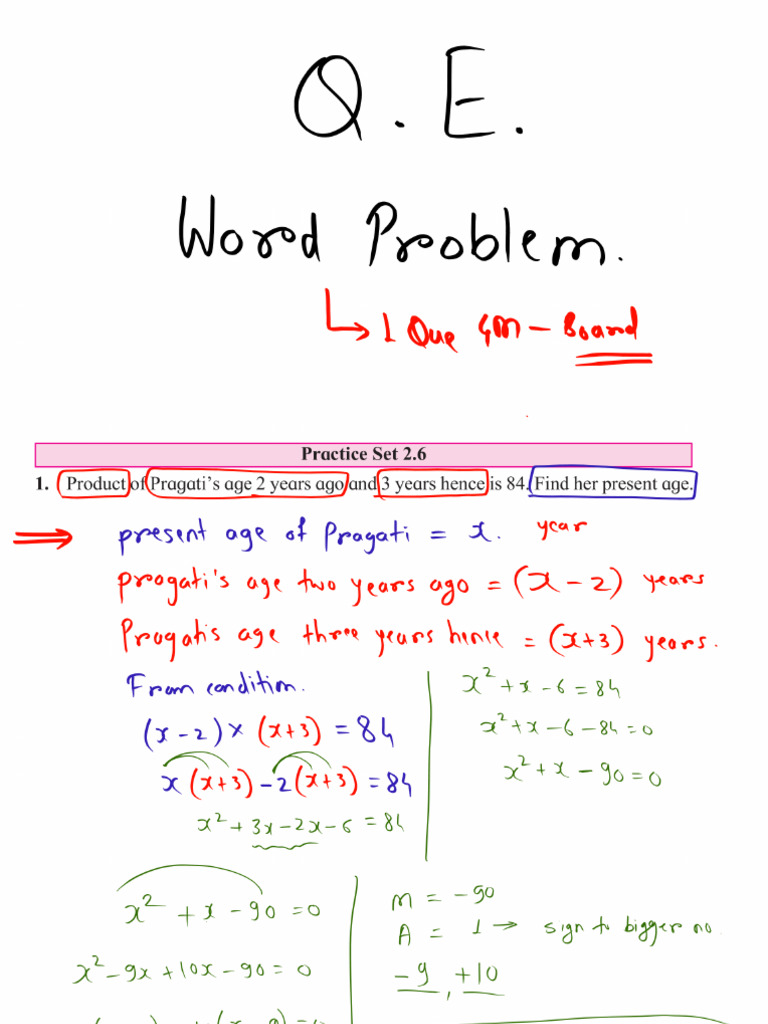 Maths 1 Practice Set 2.6 Part 1 | PDF