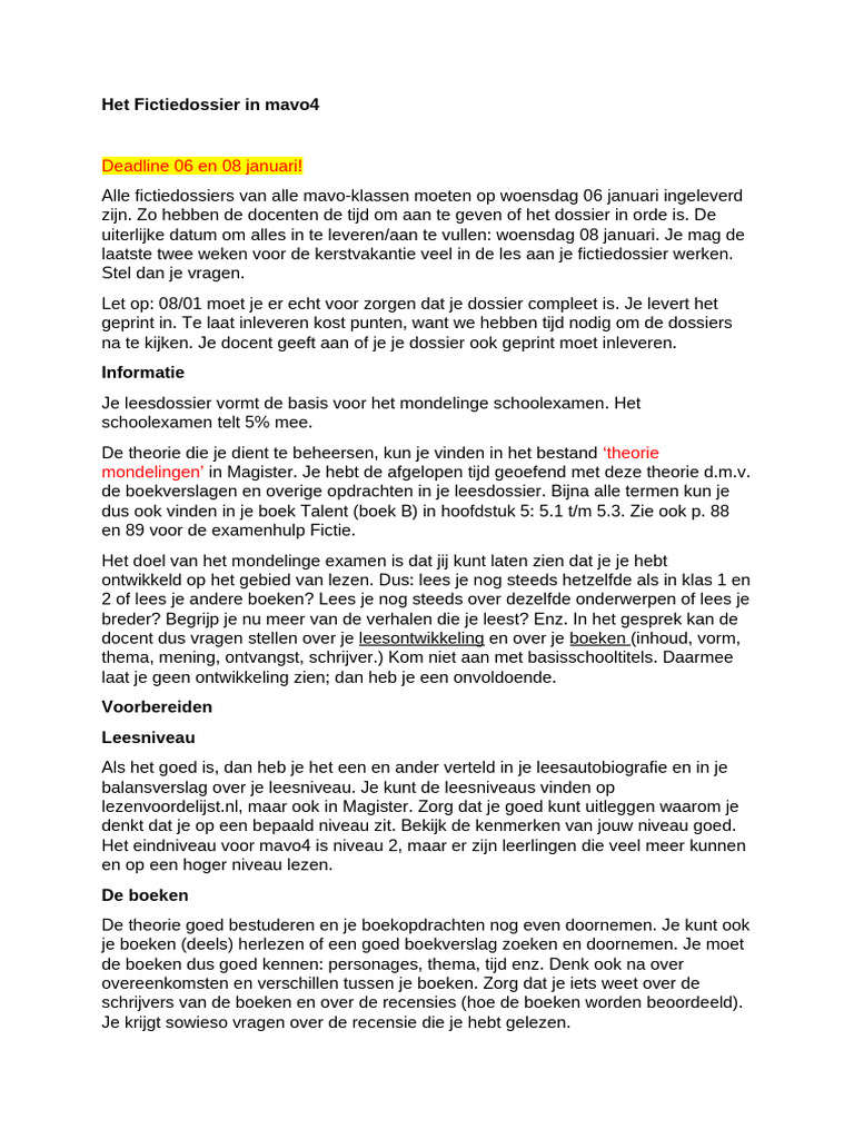 1. LEES DEZE INFO EERST_wat moet je inleveren in je fictiedossier_ | PDF