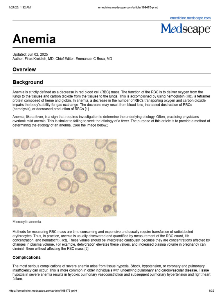 Emedicine.medscape.com Article 198475-Print | PDF | Anemia | Angiotensin