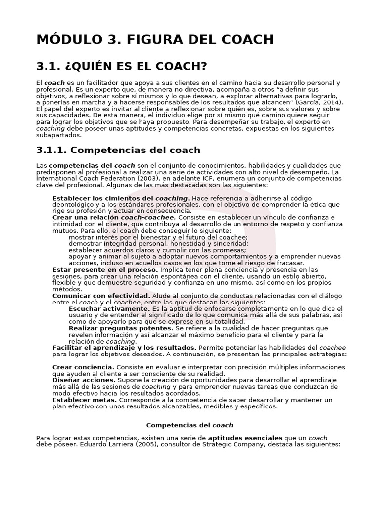Modulo 3 Figura Del Coach | PDF | Conceptos psicologicos