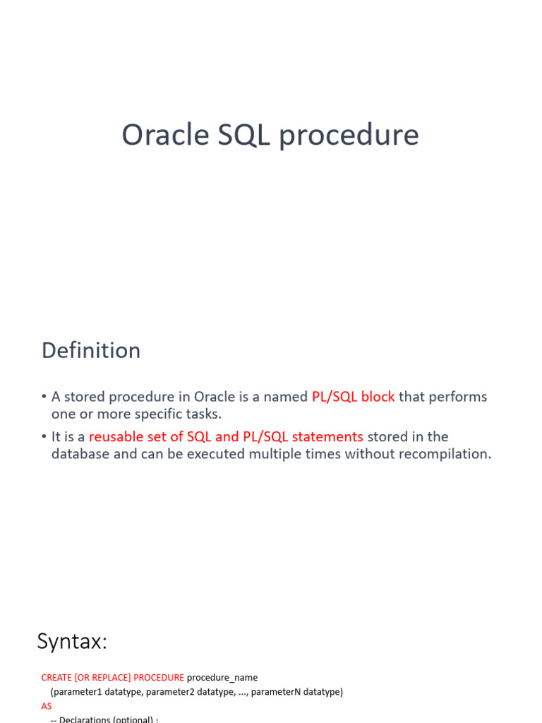 Oracle SQL Procedure | PDF | Database Index | Pl/Sql