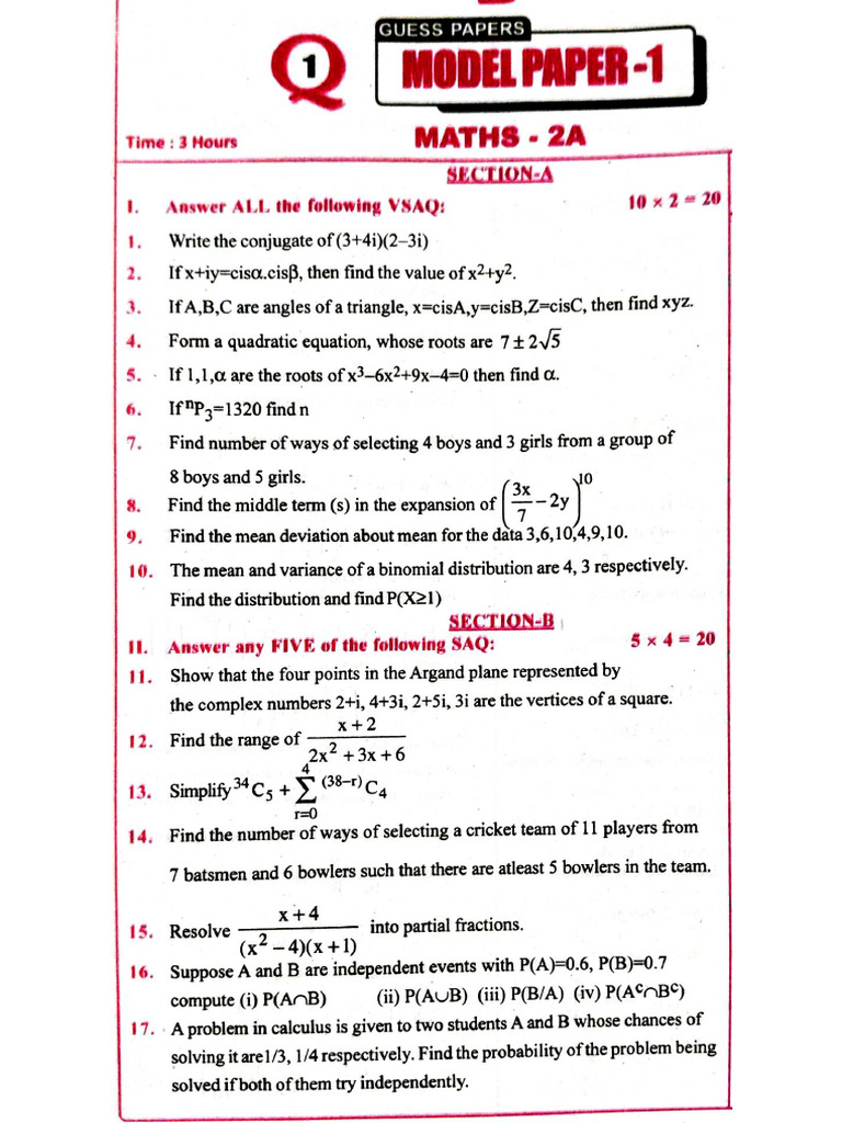 Model Papers | PDF