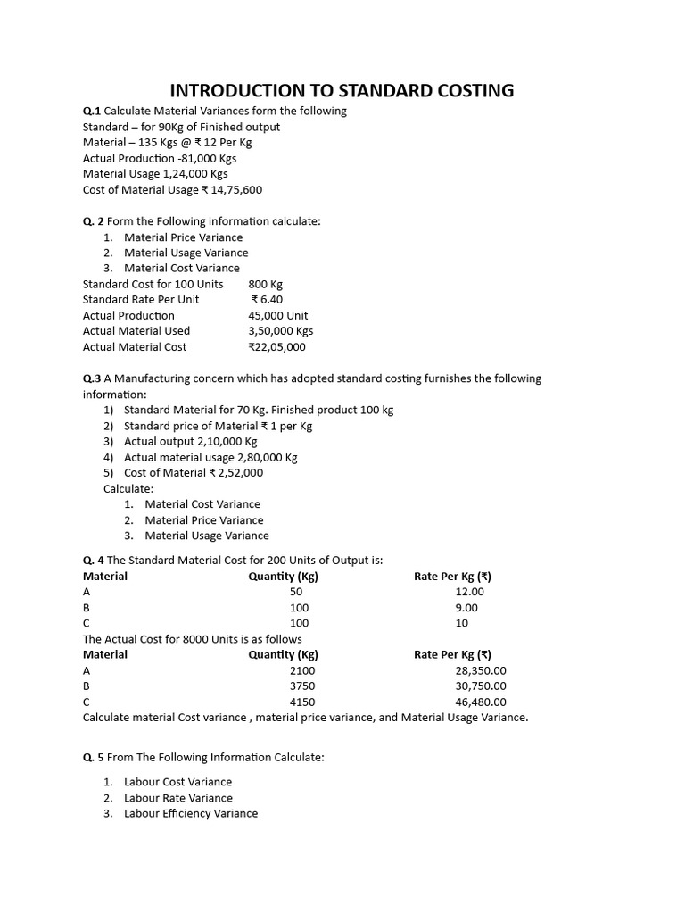 Introduction To Standard Costing | PDF | Economies