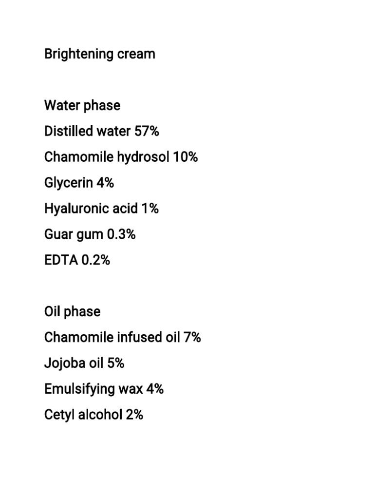 Facial Creams Formulation | PDF | Skin Care