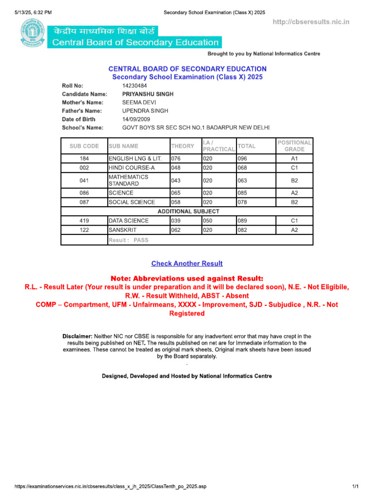 Class 10 Result | PDF