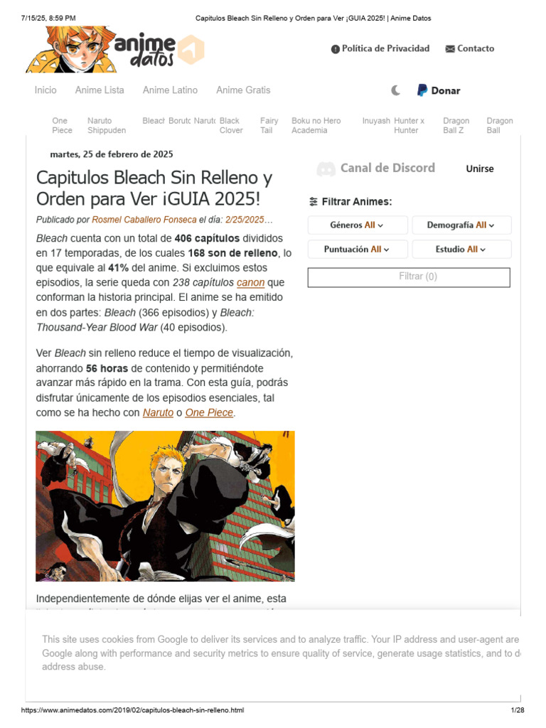 Capitulos Bleach Sin Relleno y Orden para Ver ¡GUIA 2025! - Anime Datos ...