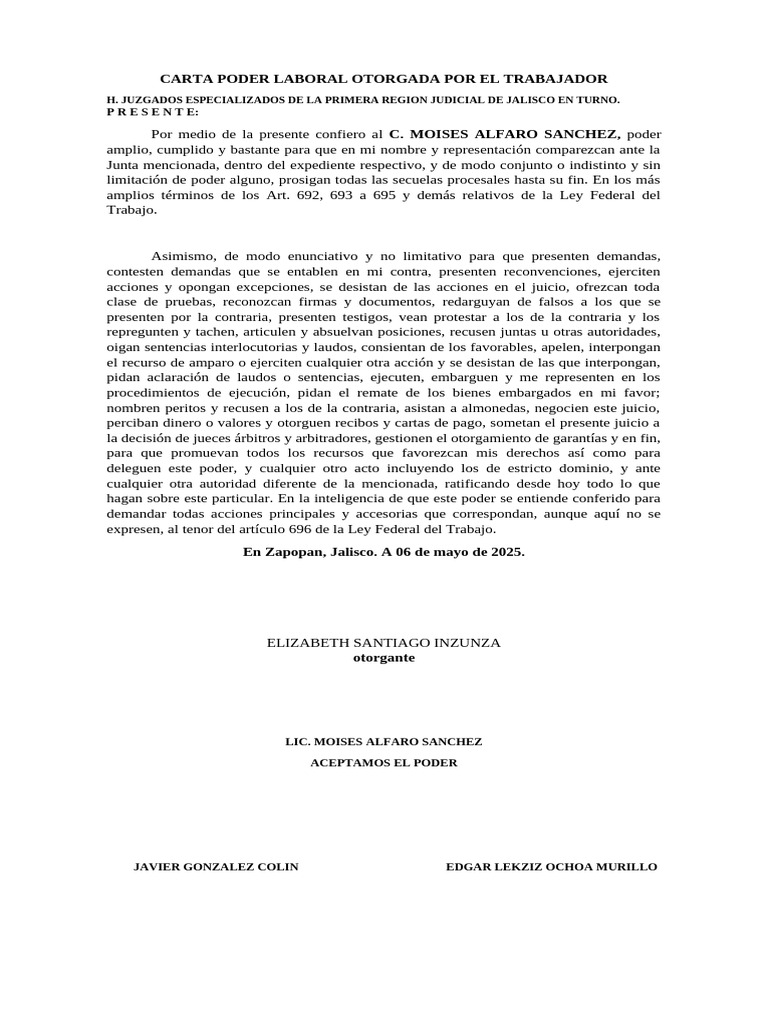Carta Poder Laboral 2 | PDF