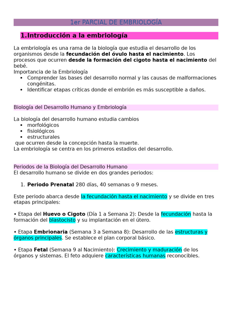 ETS Embrio 1er Parcial | PDF | Ciclo menstrual | Ovario