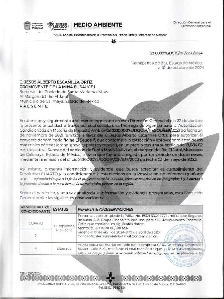 5 Oficio de Prórroga 10 Octubre 2024 Corregido | PDF