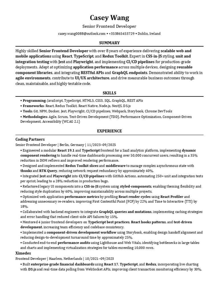Casey_Wang_Resume(Tidio) | PDF | Software Engineering | Information ...