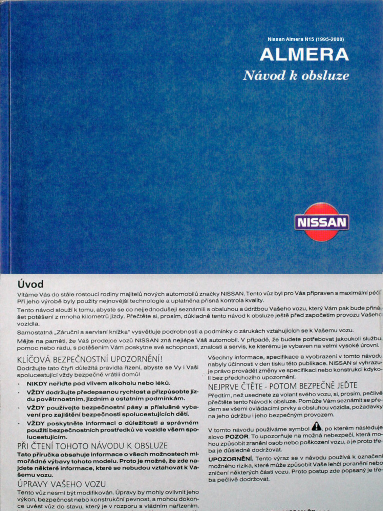 Nissan Almera N15 - Návod K Obsluze | PDF