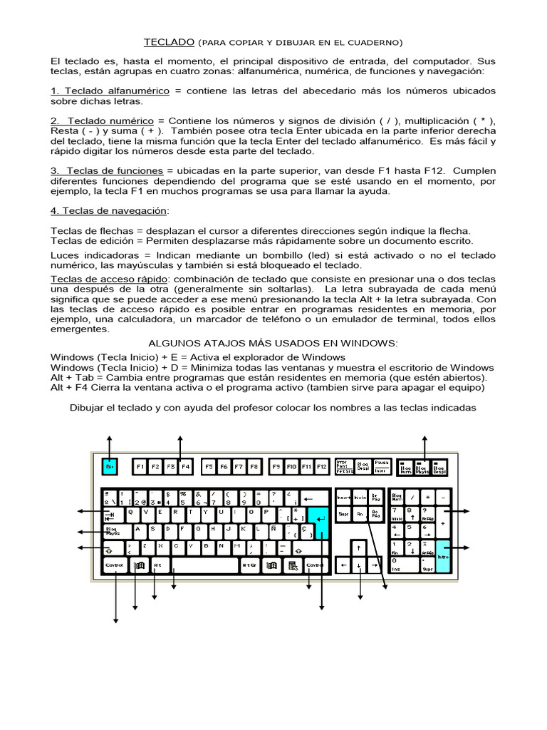 GUIA 1 El Teclado 6° para Consignar en El Cuaderno | PDF