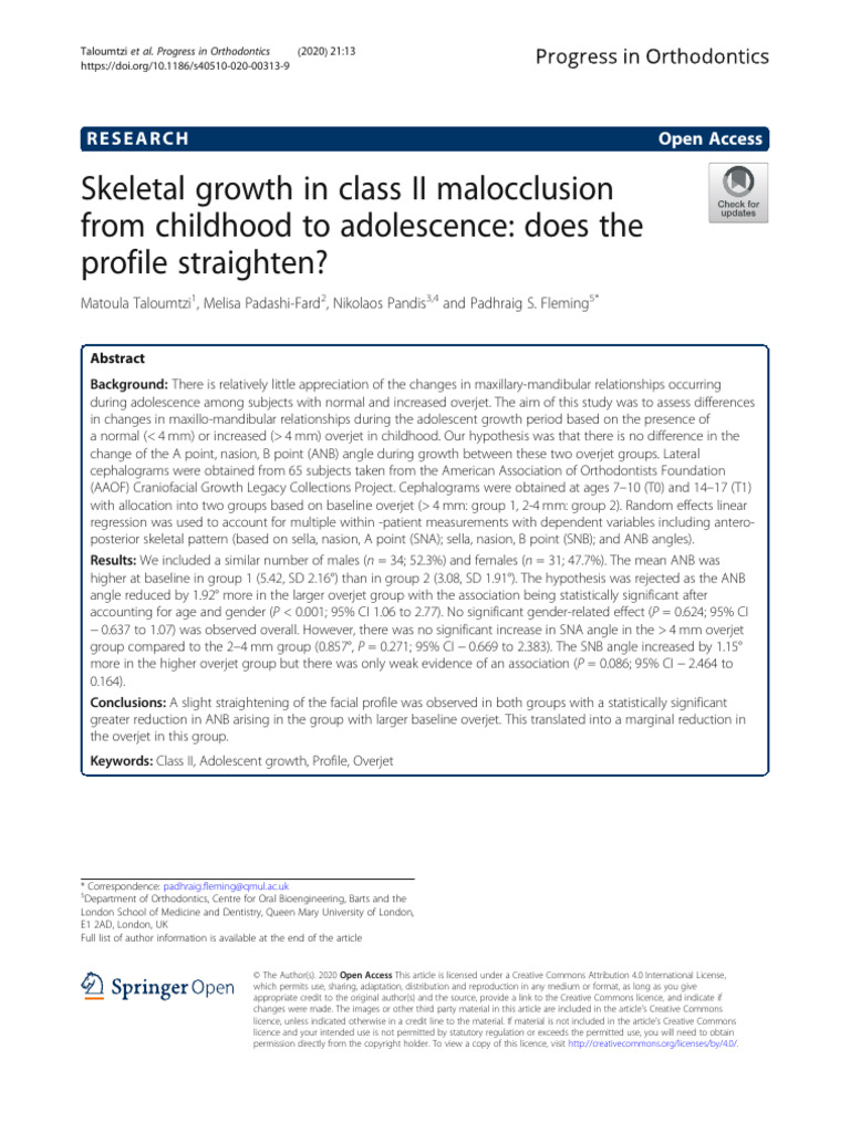 Skeletal Growth in Class II Malocclusion From Chil | PDF | Dentistry ...