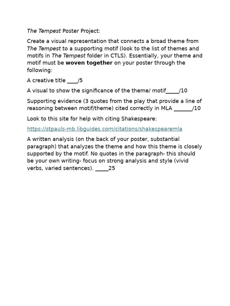 The Tempest Poster Project | PDF